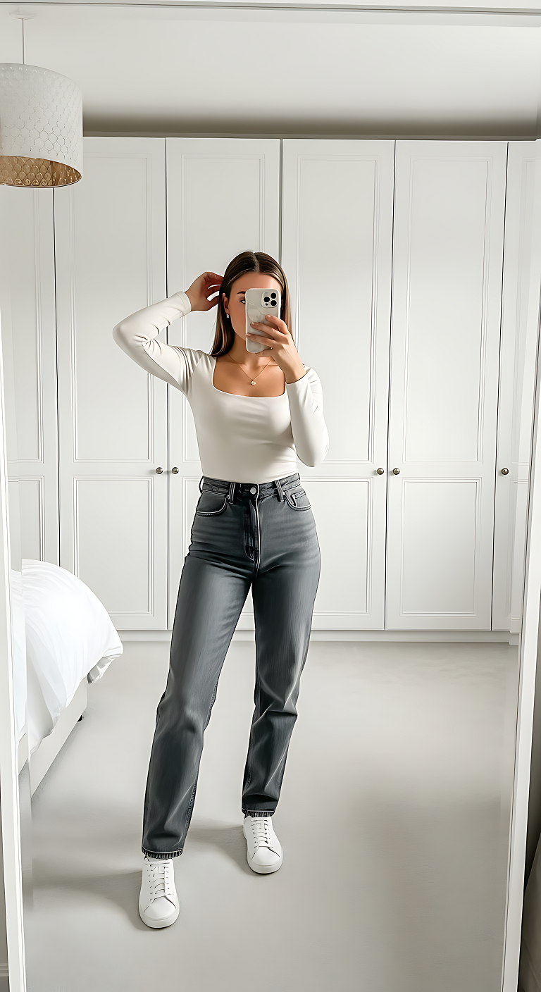 How to Style a Square Neck Top With Wide Leg Jeans